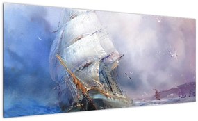 Obraz moře s lodí (100x40cm)