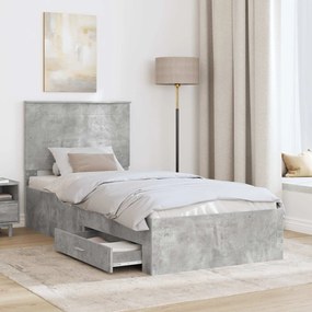 Rám postele se zásuvkou Betonově šedá a stříbrná 75 x 190 cm 3409715