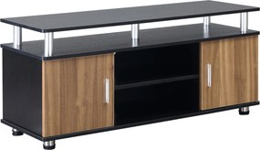HOMCOM TV stolek pro TV až do 50'' s polici a skříňkami, TV skříň do obývacího pokoje a lounge v dřevě a hliníku, 120x40x52,2cm | Aosom
