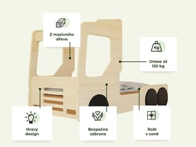 Benlemi Dětská auto postel ve tvaru náklaďáku TRUCKY Zvolte barvu: Světle šedá, Zvolte rozměr: 80x160 cm