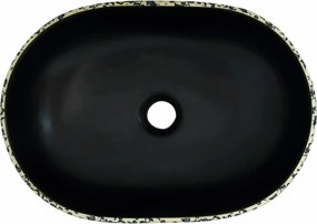 vidaXL Umyvadlo na desku černé a oranžové oválné 47x33x13 cm keramika [155070] Barva: Černá a oranžová