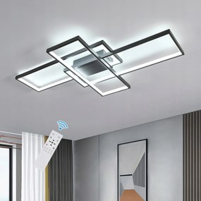 Lampa Sufitowa Wiszaca Led Żyrandol Czarna Nowoczesna Z Pilotem 46W