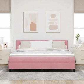 Postel s boxspringem s čelo Růžová 180 x 200 cm samet 3339193