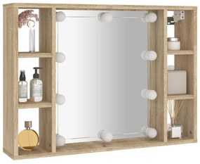 Petromila Zrcadlová skříňka s LED dub sonoma 76 x 15 x 55 cm