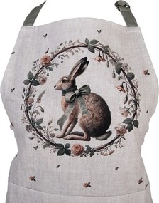 Bavlněná dámská zástěra se zajícem Natural Linen Easter - 70*85 cm