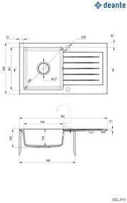Deante Dřez Zorba s odkapávačem, granit - ZQZ T113 antracit metalic