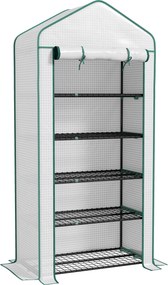 Zahradní skleník Outsunny s 5 policemi, balkónový skleník, zesílená plachta 135 g/m², ocelová konstrukce, dveře se zipem, pro pěstování zeleniny, rost