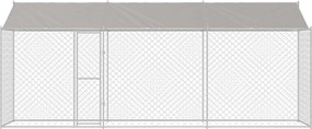 Psí klec s střechou Stříbrná 600 x 200 x 256 cm Ocel a PE 3368302