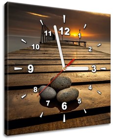 Gario Obraz s hodinami Nádherné ráno při molu Rozměry: 60 x 40 cm