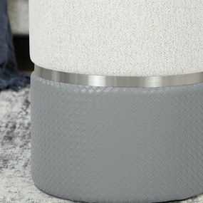 HOMCOM sada 2 úložných pufů potažených chenille a PU, polstrované sezení pro předsíň, ložnici, Šedá a krémová