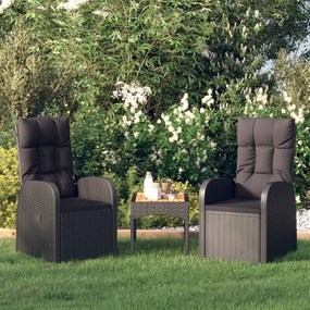 Polohovací zahradní židle s poduškami 2 ks černé polyratan,  319545