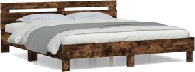Rám postele s čelem kouřový dub 160 x 200 cm kompozitní dřevo 3207410