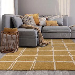 Tribeca Design Kusový koberec Swans Grid Gold Rozměry: 200x290 cm
