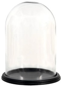Černý dřevěný kulatý podnos se skleněným poklopem Ricard – 23x29 cm