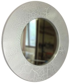 Amadeus Kulaté Zrcadlo ORNELA 50cm Stříbrný craquelet bílá barva