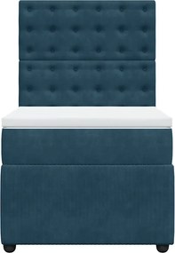Box spring postel s matrací tmavě modrá 90x190 cm samet 3292230