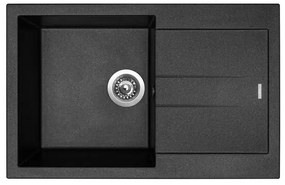 Sinks Amanda 780 Granitový dřez s odkapem oboustranné provedení, 78x50cm, metalblack, TLAM78050074