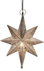 Bronzová antik kovová svítící závěsná hvězda Vire - 40*10*55 cm/ 40W/ E14