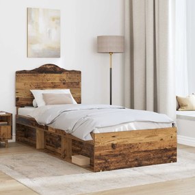 Rám postele s čelo Staré dřevo 75 x 190 cm Masivní borové dřevo 3413378