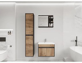 Koupelnový nábytek Garmuzo, Barva: wotan / wotan + bílý lesk, Sifon k umyvadlu: ano, Baterie: Economico BYU 020M