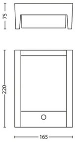 LED venkovní nástěnné svítidlo Philips Arbour 16461/93/16 6W 600lm 2700K teplá bílá, s pohybovým čidlem