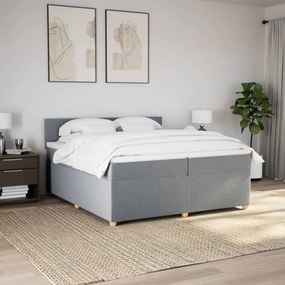 Box spring postel s matrací světle šedá 200 x 200 cm textil 3289087