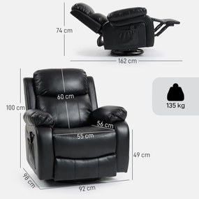 HOMCOM Masážní křeslo s 8 vibračními hlavami, relaxační křeslo, nastavitelná opěrka zad + podnožka, černé 700-056V91BK