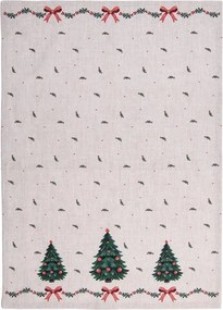 Béžová bavlněná utěrka se stromky Christmas Harmony - 50*70 cm
