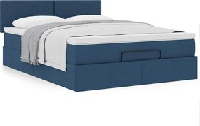 Osmanský postel s matrací modrá 140x190 cm textil 3311379