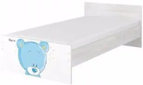 Dětská postel Max Modrý Medvídek 160x80 cm - BÍLÁ - 2x krátká zábrana se šuplíkem