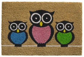 Kokosová vnitřní čistící vstupní rohož FLOMA Ruco Owls - 40 x 60 x 1,5 cm