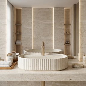 Rea Marcela Vanilla, umyvadlo na desku 600×370×135 mm, béžová matná, REA-U3520