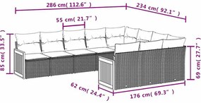 10dílná zahradní sedací souprava s poduškami černá polyratan 3228015