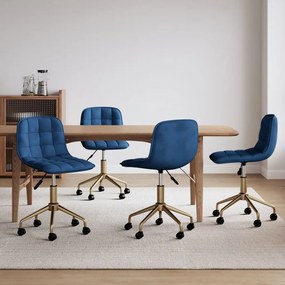 vidaXL Otočné jídelní židle 4 ks modré samet