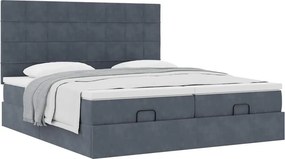 Osmanský rám postele s matrací tmavě šedý 200x200cm samet 3313779