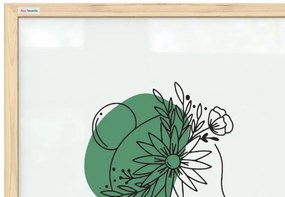 Allboards,Magnetický obraz- portrét ženy zelený č.1 60x40cm v přírodním dřevěném rámu, TM64D_00066