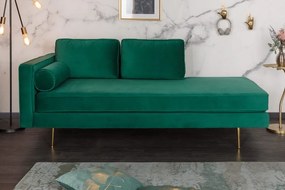 Designová lenoška Evie 196 cm smaragdově zelený samet