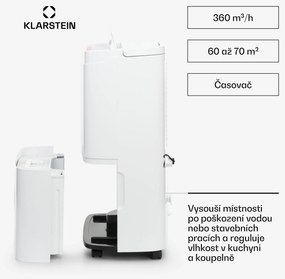 Klarstein DryFy Connect 40 Smart, Odvlhčovač vzduchu, Wi-Fi, Kompresní, 40 l/d, 35–45 m², Bílý