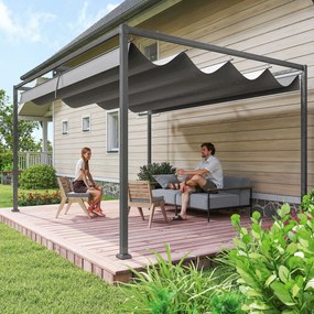 Outsunny pergola 4x3m zahradní pavilon, ocelové zastřešení terasy, zahradní pavilon s nastavitelnou střechou, volně stojící, ochrana před sluncem pro…