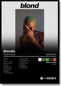 Plakát Frank Ocean Blonde Dárek pro dívku v rámečku, dekorace, ozdoba