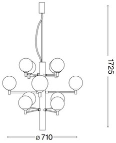 Ideal Lux - LED Lustr na lanku COPERNICO 12xG9/3W/230V pr. 71 cm černá