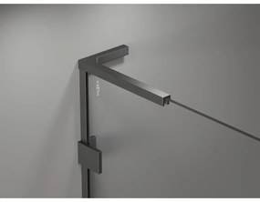 Mexen Lunar, L pětiúhelníkový sprchový kout naklápěcí doleva 80 x 80 cm, 8mm čiré sklo, grafitový profil, 831L-080L-080P-95-00-L