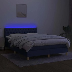 Box spring postel s matrací a LED modrá 140x190 cm textil 3133955