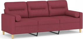 3místná pohovka s polštáři vínová 180 cm textil 3200835