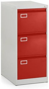Rauman Kovová kartotéka A4 se 3 zásuvkami, 45,5 x 62 x 101,5 cm,cylindrický zámek - červená