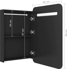 LED koupelnová skříňka se zrcadlem černá 60 x 11 x 80 cm 326503