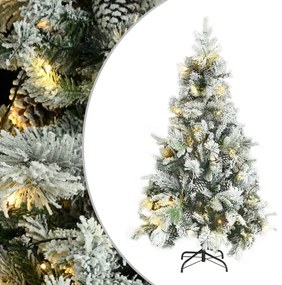 Vánoční stromek zasněžený s LED a šiškami 195 cm PVC a PE,  344293 HangarStore.cz