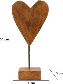Dřevěná dekorace Heart 35 cm hnědá