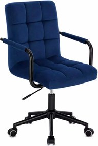 LuxuryForm DESIGN Otočná židle VERONA BLACK VELUR na černé podstavě s kolečky - modrá