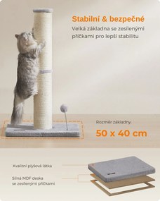 Škrabadlo pro kočky, SIMBA, 50x40x85 cm, šedá/béžová Feandrea